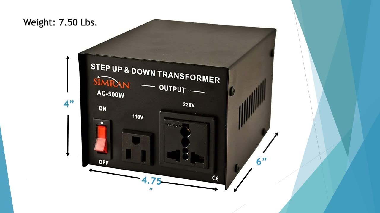 Simran AC-500 Power Converter 110v 220v Step Up/Down Voltage Transformer 50Hz 60Hz- 500 Watts