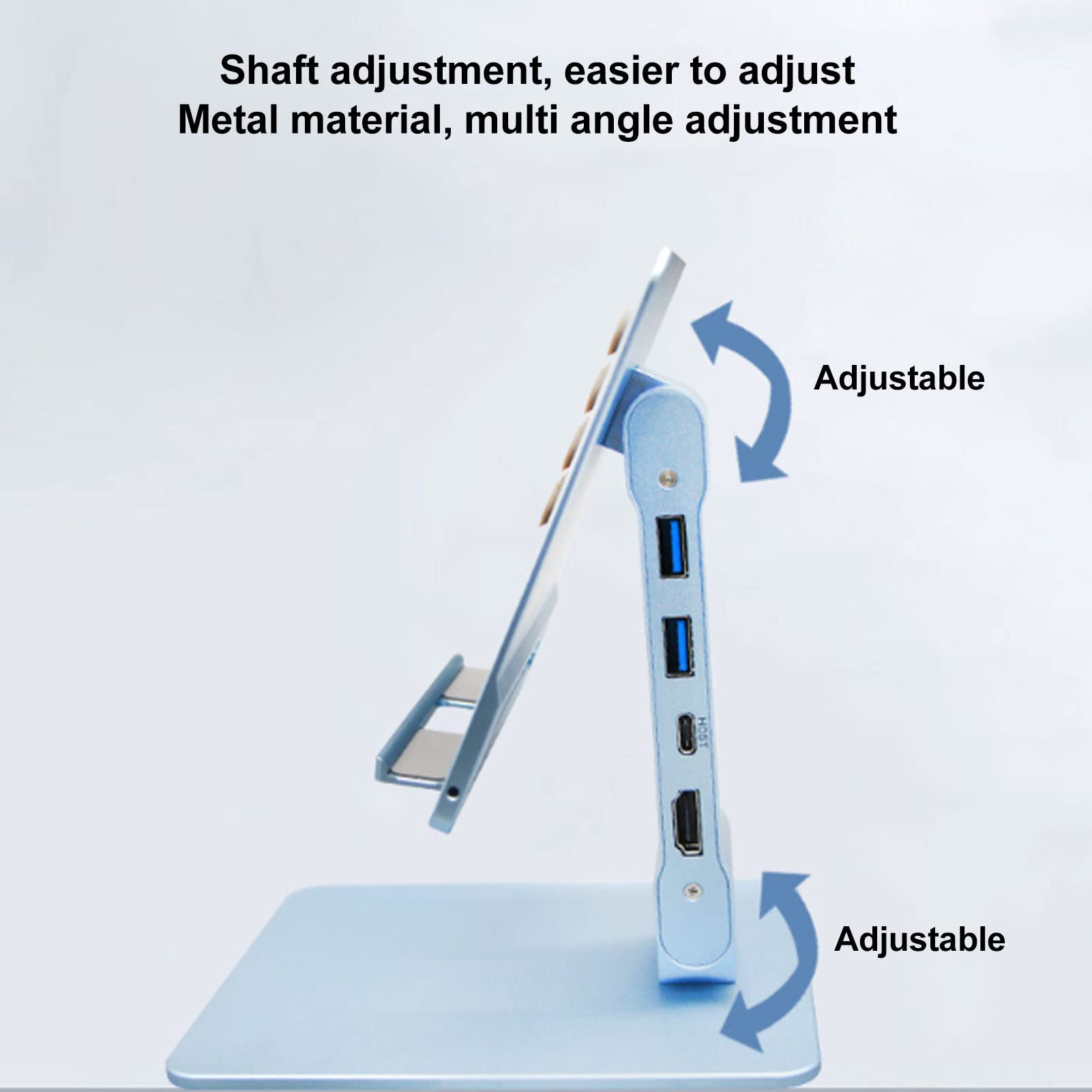 Acogedor 8 in 1 USB C Hub Stand Holder, with Foldable Tablet Stand, 1 4K 30Hz HD Multimedia Interface, 2 USB A, 1 USB C, 1 Storage/Memory Card Slot, 1 3.5mm Audio, 1 PD, 1 Host