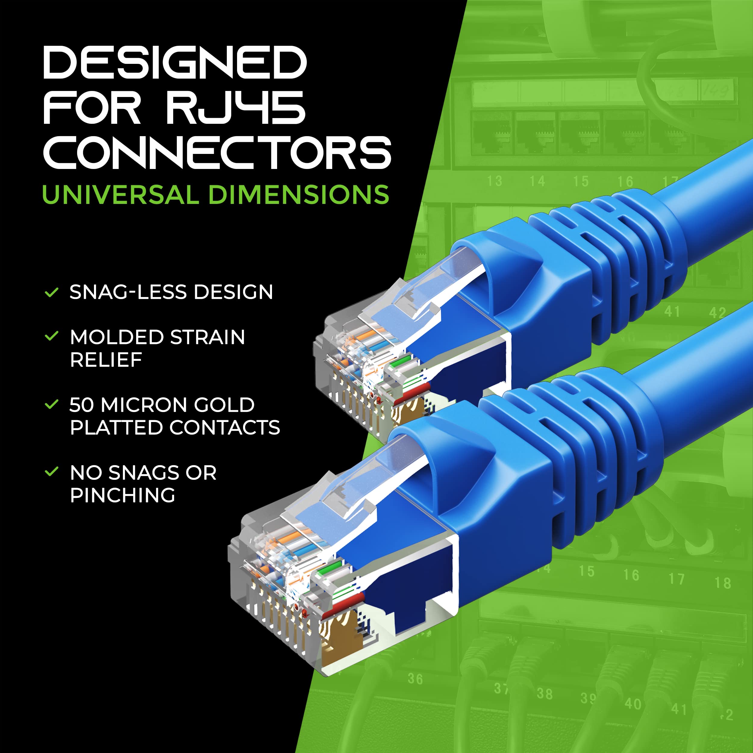 GearIT 20-Pack, Cat5e Ethernet Patch Cable 3 Feet - Snagless RJ45 Computer LAN Network Cord, Blue