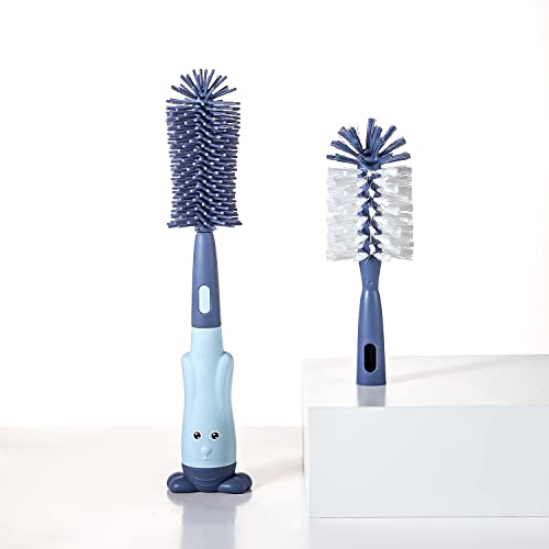 CHEMIMOSO Multifunctional Cleaning Brush, Baby Bottle Brush, Bottle Brush Cleaner Set, Dark Blue, Silicone and Nylon Brush