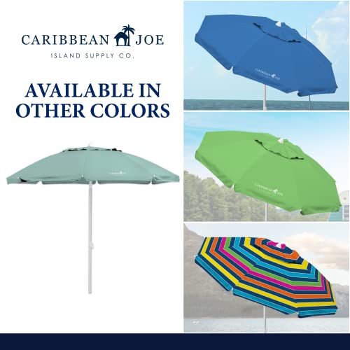 Caribbean Joe Chaby International Portable, Adjustable Tilt Beach Umbrella with UV Protection, Mint, 7 FT