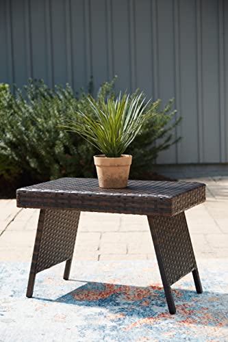 Signature Design by Ashley Kantana Casual Outdoor End Table, Dark Brown