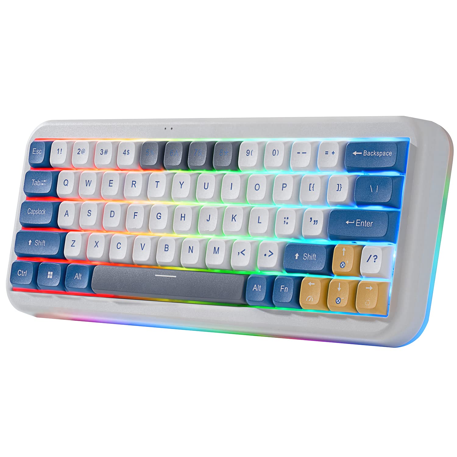 60% RGB Luminous Mechanical Keyboard, PBT Dye Sublimation Keycaps, 63-key Hot Swappable 3-pin/5-pin Switch, Programmable Tri-Mode Bluetooth 5.0/USB-C Wired/2.4GHz Wireless DIY Mechanical Keyboard