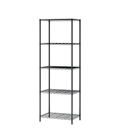 HOMEFORT 5-Tier Wire Shelving 5 Shelves Unit Metal Storage Rack Durable Organizer Perfect for Pantry Closet Kitchen Laundry Organization in Black,21âWx14âDx61âH