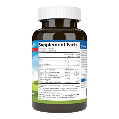 Carlson - ACES, Vitamins A, C, E + Selenium, Cellular Health & Immune Support, Antioxidant, 90 Softgels