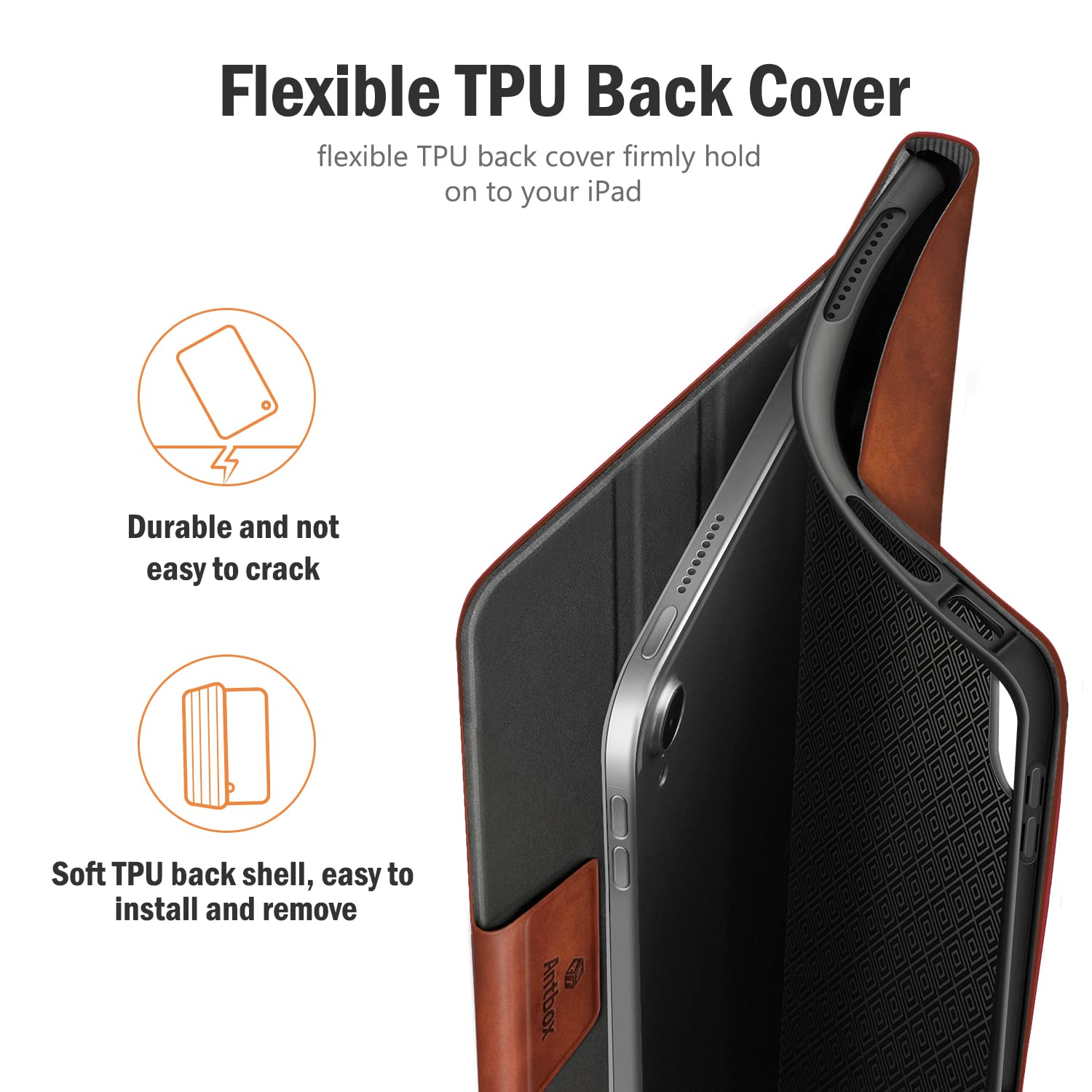 Antbox Case for iPad 10th Generation 10.9'' 2022 with Built-in Pencil Holder Auto Sleep/Wake Function PU Leather Smart Cover for iPad 10th Generation(10.9'') (Brown)