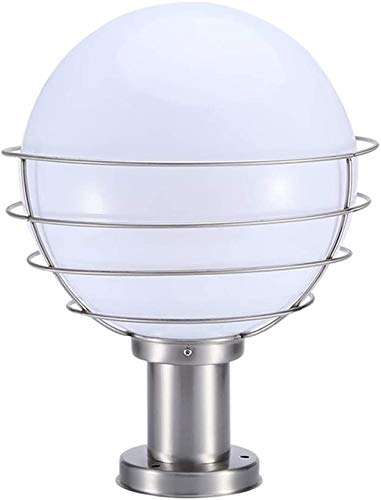 Bwldma Outdoor Waterproof Ball E27 Post Lamp Modern Simple Round Spherical Column Headlights Stainless Steel Home Garden Bulb Landscape Pillar Light (Size : 20 30cm) (Size : 25cm)