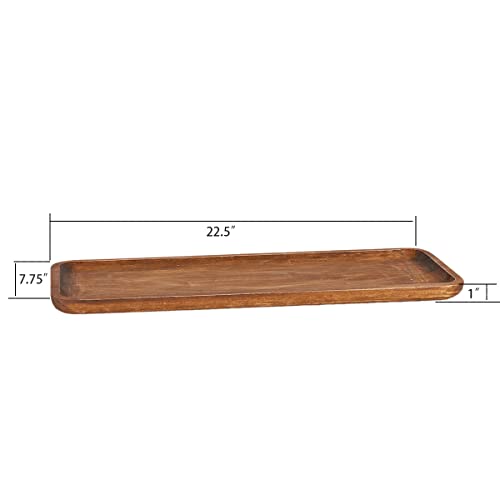 Athaliah Wooden Decorative Trays, 22.5 Inches Rustic Paulownia Wood Tray for Decor, Natural Solid Long Candle Ottoman Tray for Table Centerpiece, Kitchen Counter, Home Decor, Coffee Table