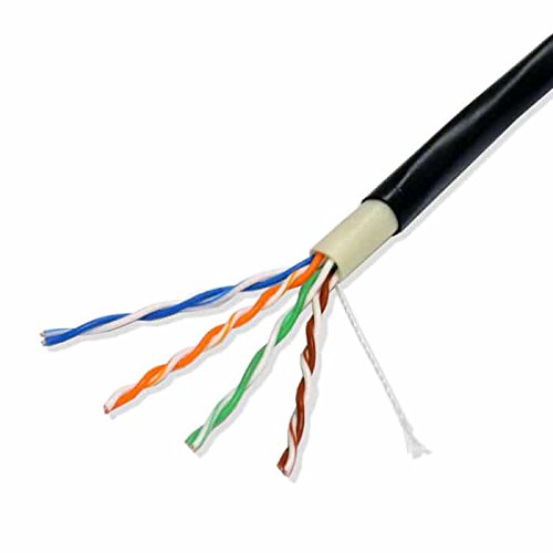 FiveStarCable 1000 Ft. Cat5e 24AWG Direct Burial/Underground Double Jacket Waterproof Outdoor Burial UTP Ethernet Router LAN Cable - Black…