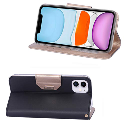 ProCase iPhone 11 Wallet Case for Women, Flip Folio Kickstand PU Leather Case with Card Holder Wristlet Hand Strap, Stand Protective Cover for iPhone 11 6.1β 2019 Release -Black