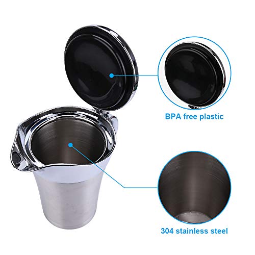 ShineMe Stainless Steel Gravy Boat Sauce Jug with Lid, 26oz Double Wall Insulated, Storage for Gravy or Cream, Used at Home & Kitchen
