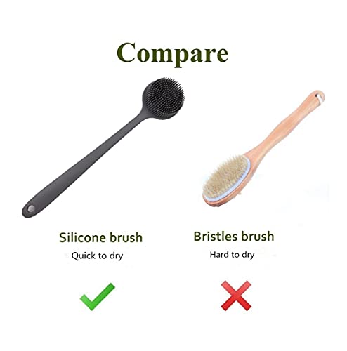 Cinlitek Silicone Body Scrubber, Long Handle Back Scrubber for Shower, Silicone Body Brush Shower Scrubber for Body, Shower Srush Back Brush Body Exfoliator