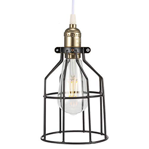 Kohree Metal Bulb Guard Lamp Cage, for Pendant Light, 32-42mm Lamp Base, Ceiling Fan Light Bulb Covers Vintage Open Style Industrial Grade Adjustable 4 Packs(Cage ONLY)
