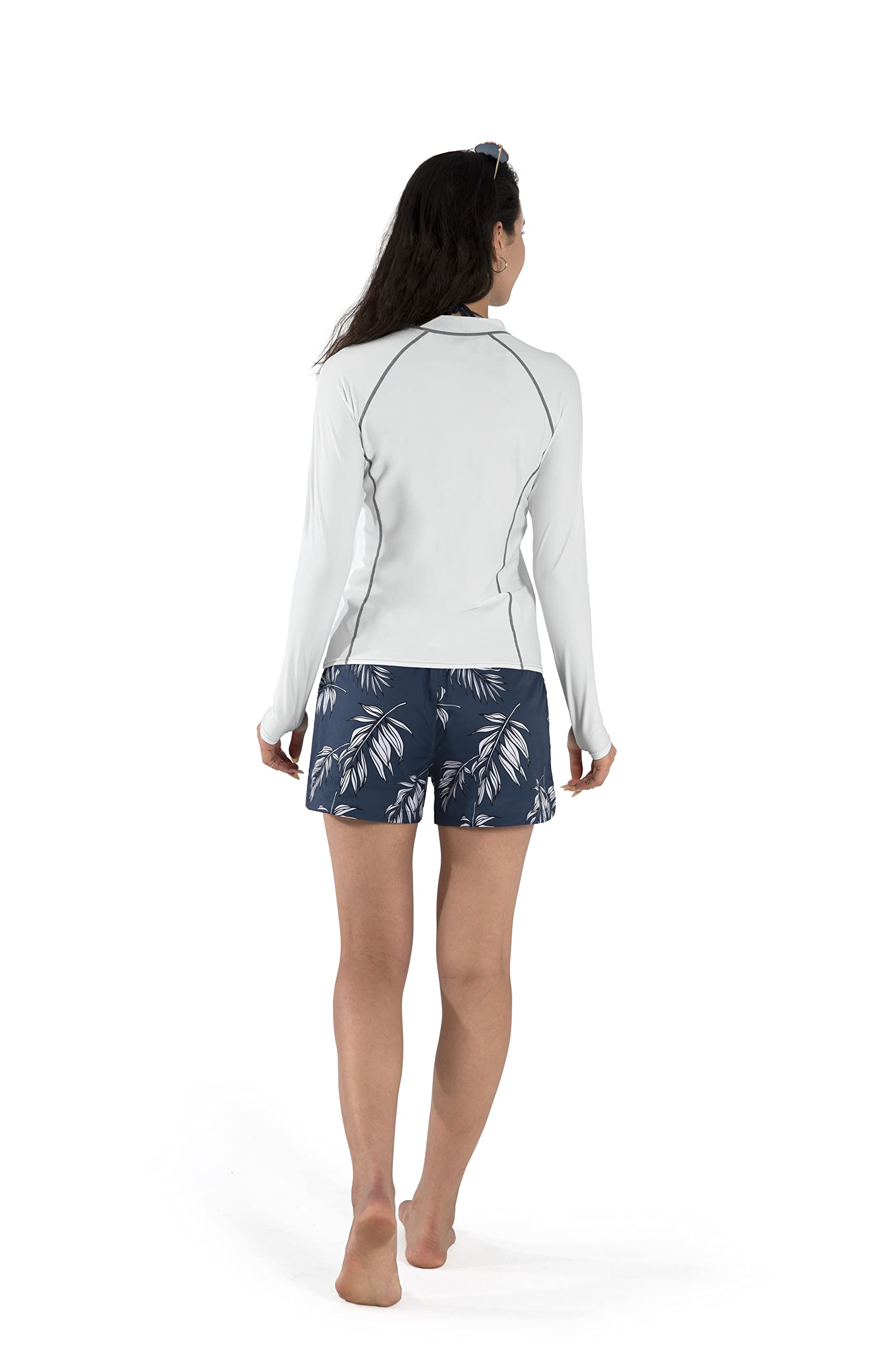 Actleis Women's Long Sleeve Rash Guard UPF 50+ UV Sun Protection Swim Shirt Large White