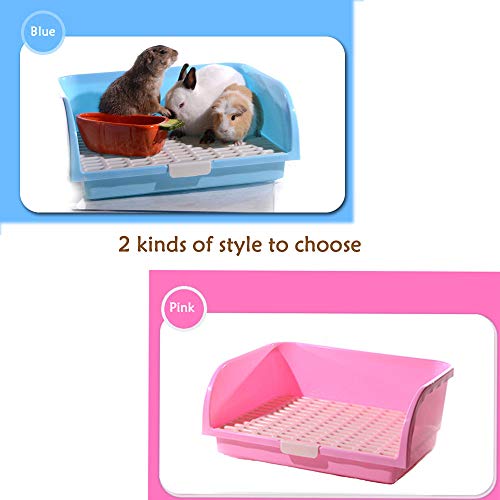 Oncpcare Super Large Rabbit Litter Box, Small Animal Restroom Square Rabbit Litter Toilet Chinchilla Potty Trainer Guinea Pig Litter Tray for Mink Squirrel Weasel