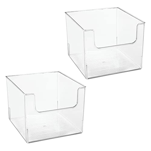 mDesign Plastic Home Storage Organizer Bin for Cube Furniture Shelving in Office, Entryway, Closet, Cabinet, Bedroom, Laundry Room, Nursery, Kids Toy Room - Open Front - 2 Pack - Clear
