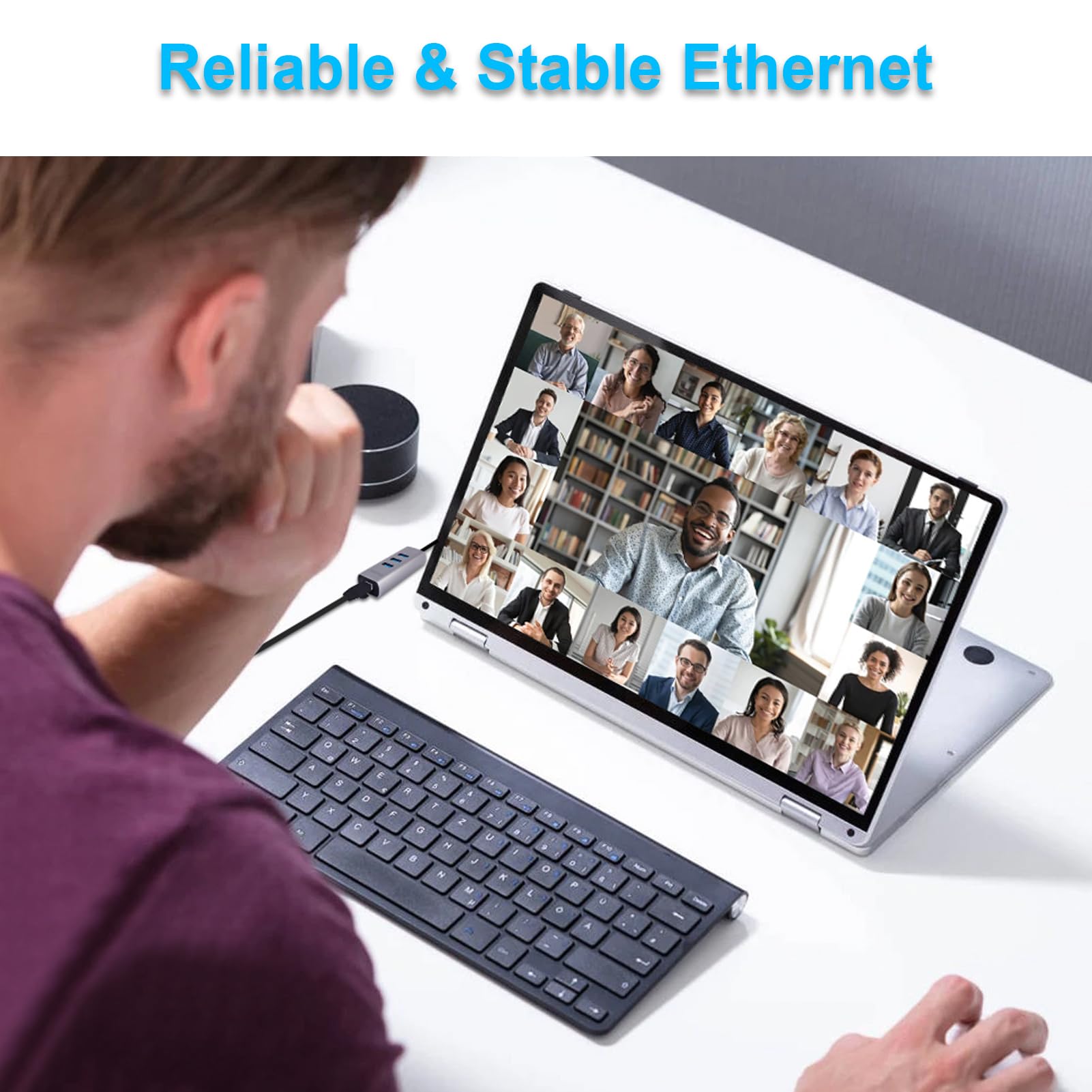 TWOPAN USB 3.0 Hub Ethernet, Aluminum USB C to Ethernet Adapter, 3 Port USB C Hub for Laptop, RJ45 LAN Adapter for 24 inch iMac 2021, New MacBook Pro/Air, Chromebook, Pixelbook, Surface, Yoga, XPS