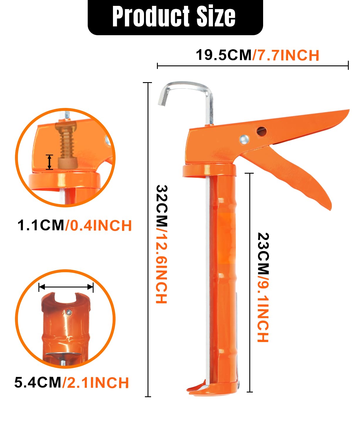 Holothurian Caulking Gun, Caulk Gun No Drip,Sealant Finishing Tool Grout Scraper for Kitchen Bathroom Window Sink Joint, 1/10 Gallon Cartridge, 10:1 Thrust Ratio