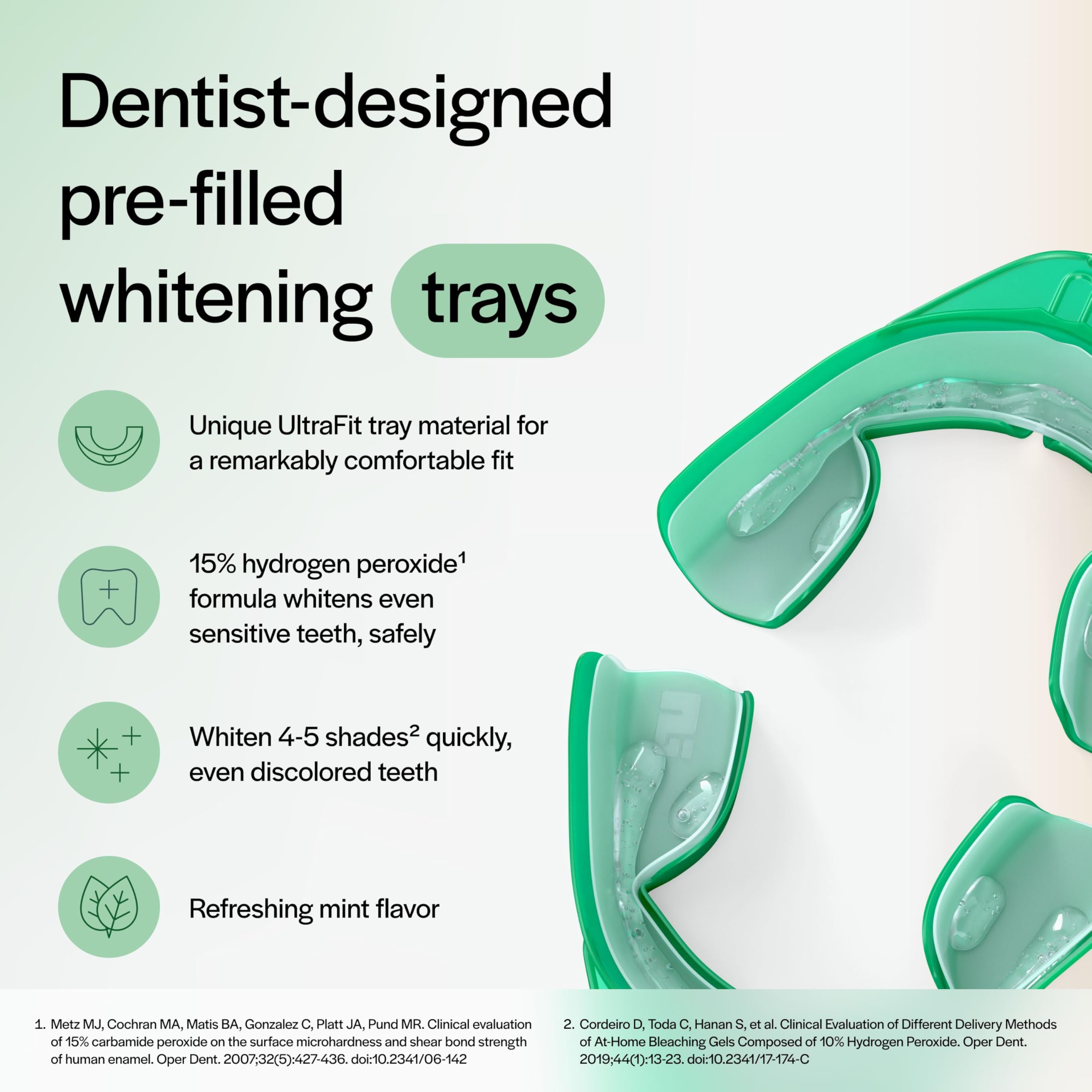 Opalescence Go - Prefilled Teeth Whitening Trays - Original 15% - (4 Treatments) - Hydrogen Peroxide with PF - Cool Mint - Made by Ultradent. 4648-1