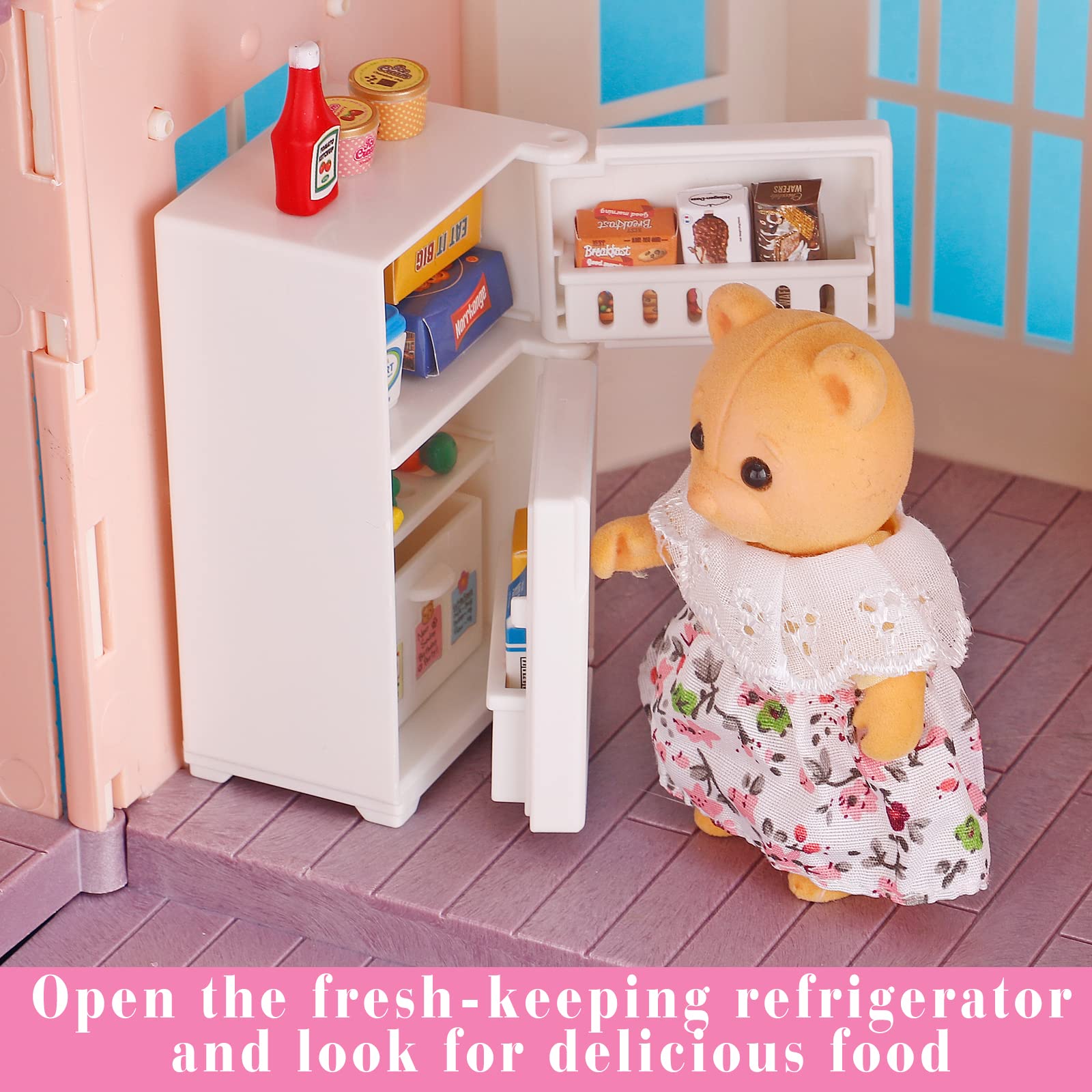 BBnote 16 Pieces Toy Refrigerator, Miniature Dollhouse Accessories for Kids Kitchen, Mini Dollhouse Fridge Pretend Play Appliance for Kids (Refrigerator)