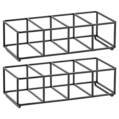 mDesign Stackable, Metal Geometric Free-Standing Water Bottle and Wine Rack Storage Organizer for Kitchen Countertops, Pantry, Fridge - Holds 8 Bottles - 2 Pack - Matte Black