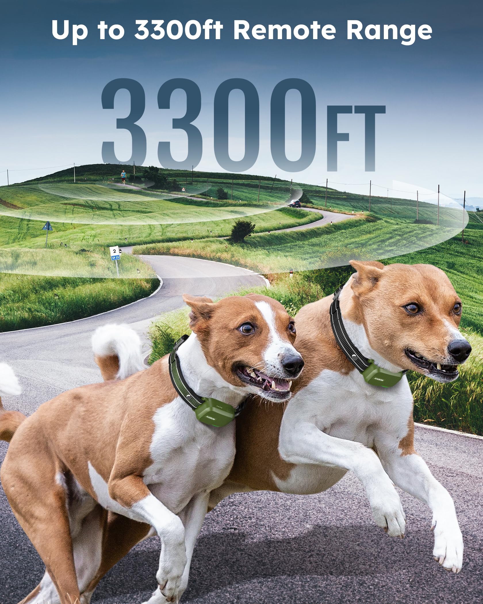 Jugbow Dog Shock Collar 2 Dogs (10-120Lbs) - 3300FT Dog Training Collar with Remote IPX7 Waterproof Electric Collar with 4 Training Modes, Security Lock, Rechargeable e-Collar for All Breeds, Sizes