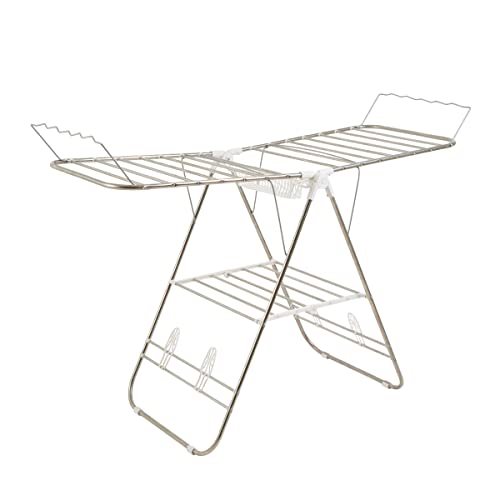 Clothes Drying Rack – Folding Indoor/Outdoor Portable Dryer for Clothing and Towels – Collapsible Laundry Clothes Stand by Everyday Home (Silver)