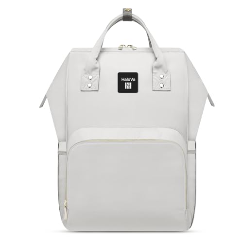 HaloVa Diaper Bag Multi-Function Waterproof Travel Backpack Nappy Bags for Baby Care, Large Capacity, Stylish and Durable, Greyish