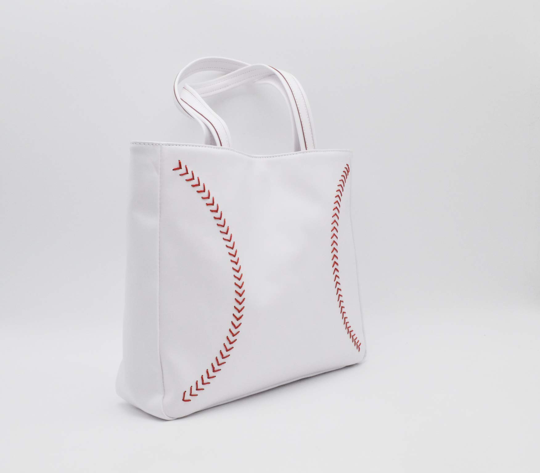 BallPark Leather White Leather Baseball Seam Purse