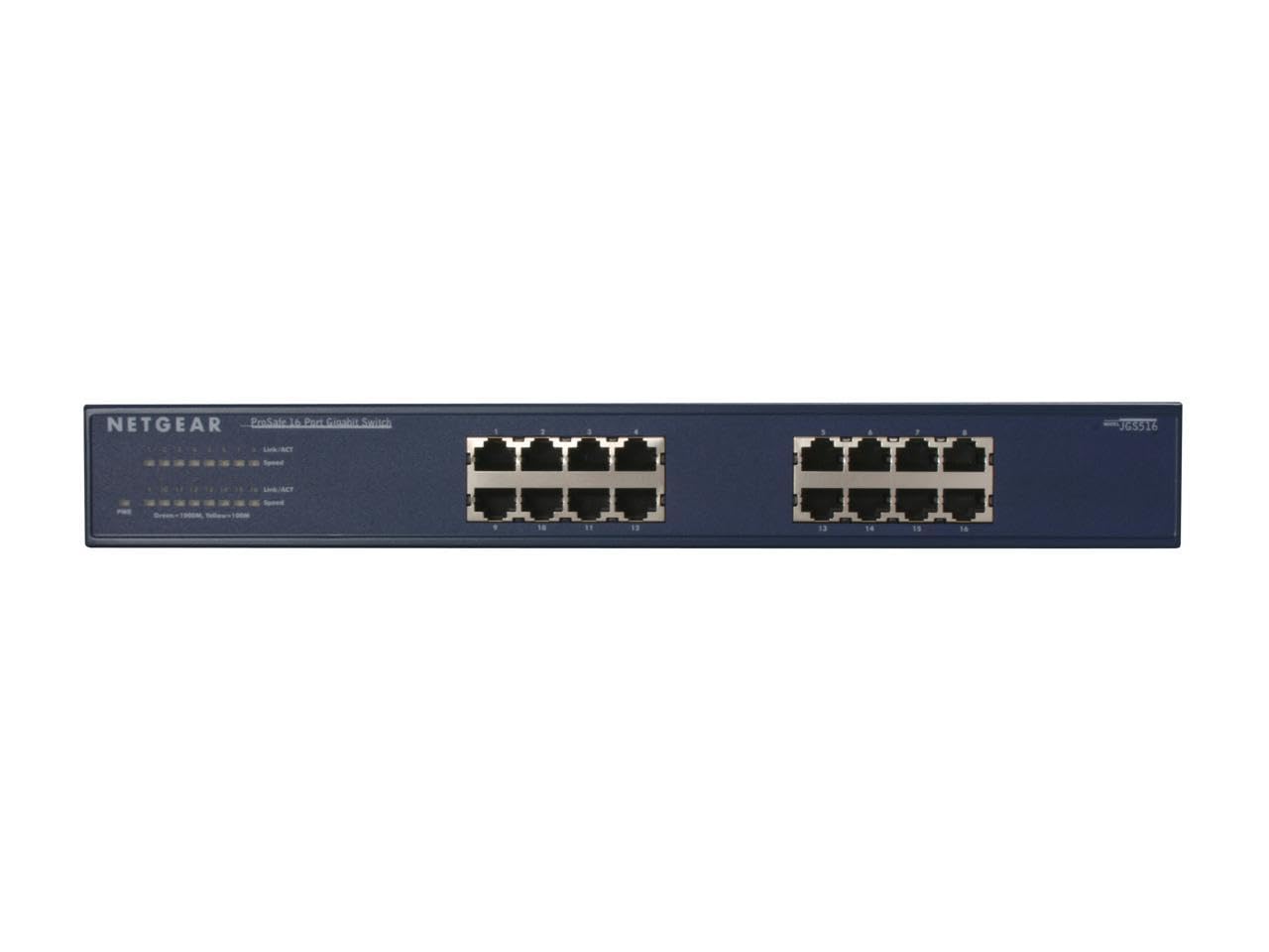 NETGEAR 16-Port Gigabit Ethernet Unmanaged Switch (JGS516) - Desktop or Rackmount, and Limited Lifetime Protection