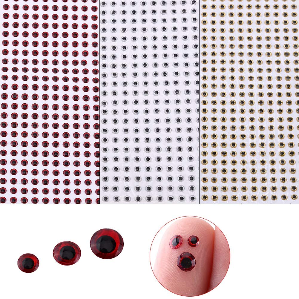 500PCS 3D Eyes Fishing Lure for DIY Lure Baits Making 3mm4mm5mm Lifelike Fish Eye Artificial Fake Eyes Fish Bait Eye(5mm Silver)