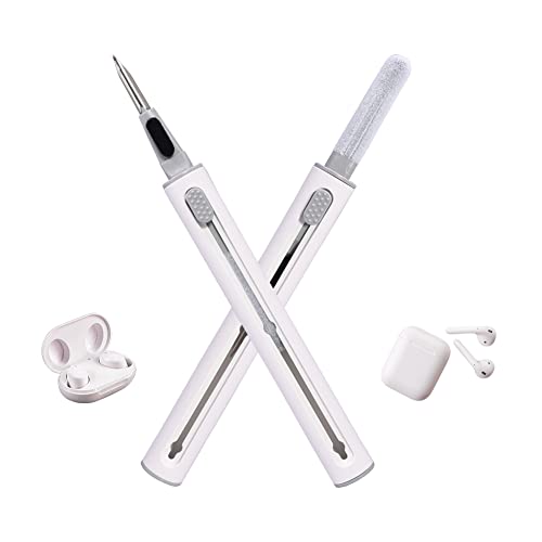 Cleaner Kit for Airpods Pro 1 2 3 Multi-Function Cleaning Pen, 3 in 1 Multifunctional Cleaning Pen for Wireless Earphone, Bluetooth Headphone, Earphone Case, Keyboard, Camera (White)