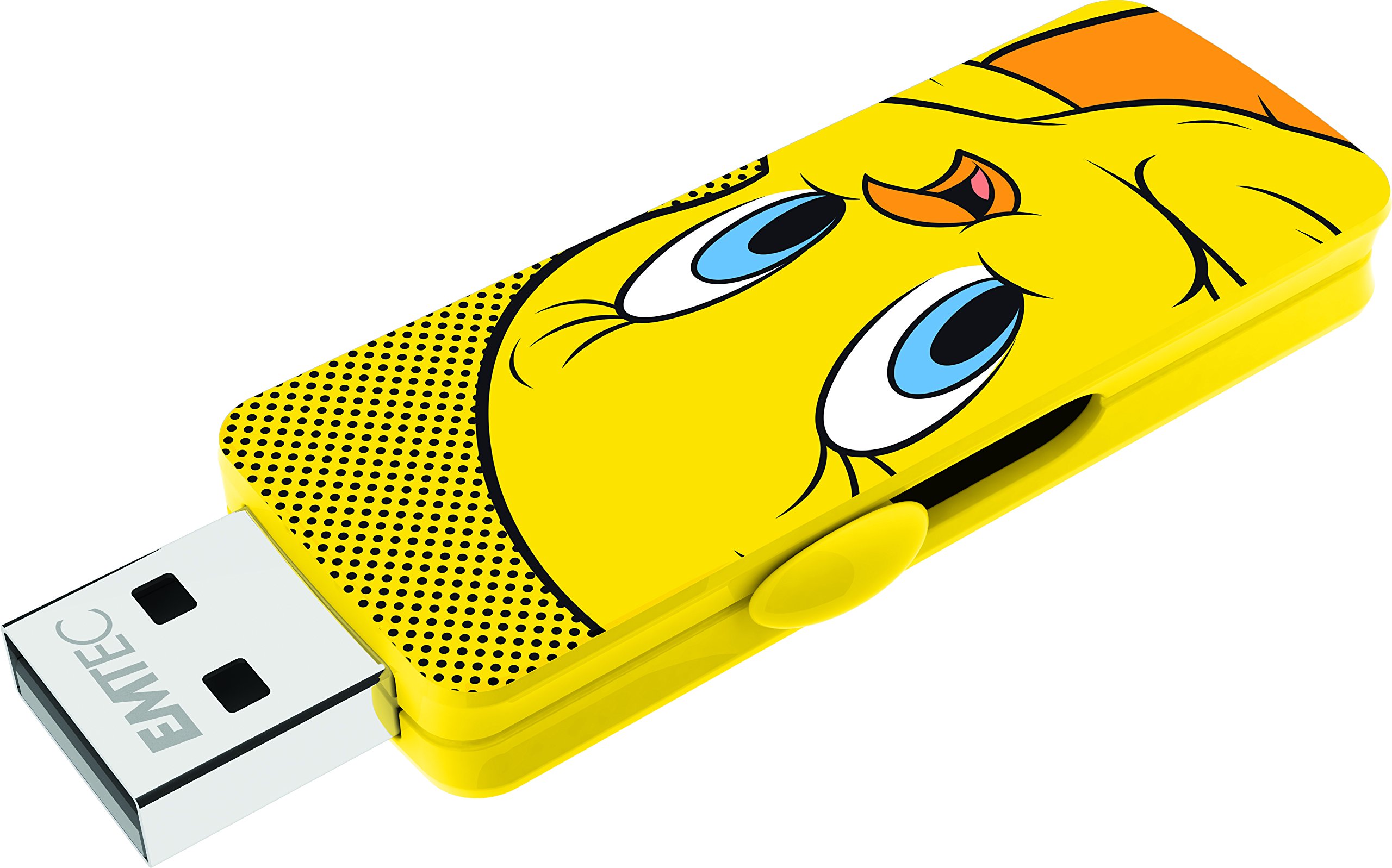Emtec M700 Flash Drive, 16GB, Tweety Bird USB 2.0 Capless Slide-Open System