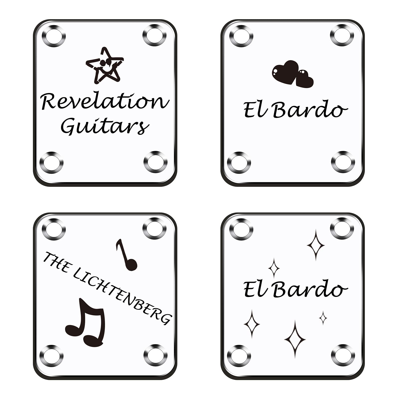 Custom Engraved Text/Name Guitar Neck Plate Personalized Plate Plain with Crews Chrome for ST Strat Tele Basses Replacement for Electric Guitar Accessories Gifts