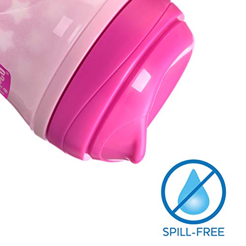 Chicco 9oz. Glow in the Dark Double-Wall Insulated Sippy Cup with Bite-Proof Rim Spout and Spill-Free Lid | Top-Rack Dishwasher Safe | Easy to Hold with Ergonomic Indents | Pink| 12+ months