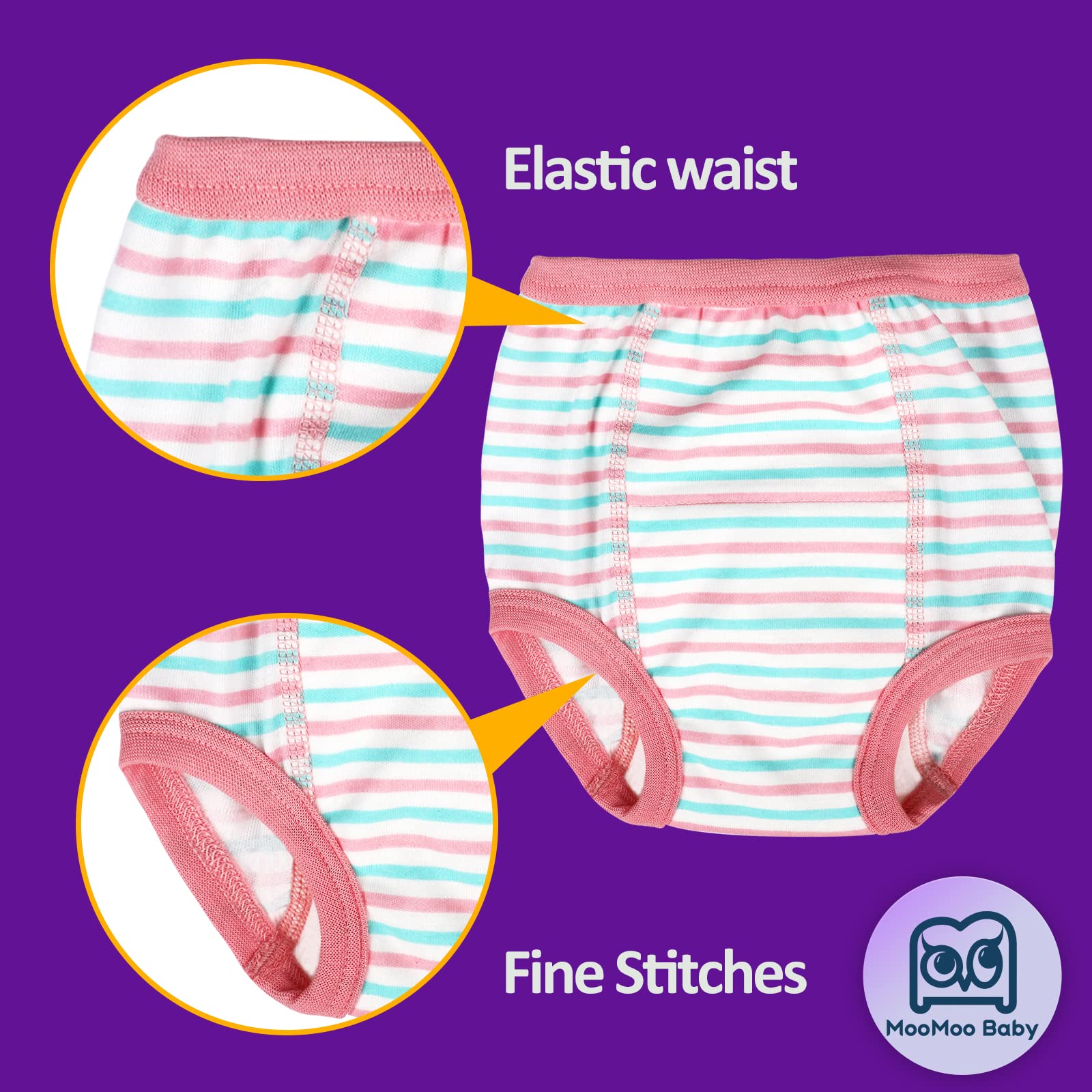 MooMoo Baby Cotton Training Pants Strong Absorbent Toddler Potty Training Underwear for Baby Girl 4T
