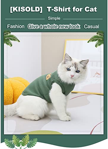 Cat Clothes, KISOLD Pet Cat Clothes Chic Bear Casual T-Shirt Apparel for Cat Kitten Puppy for Spring and Summer, Green, M