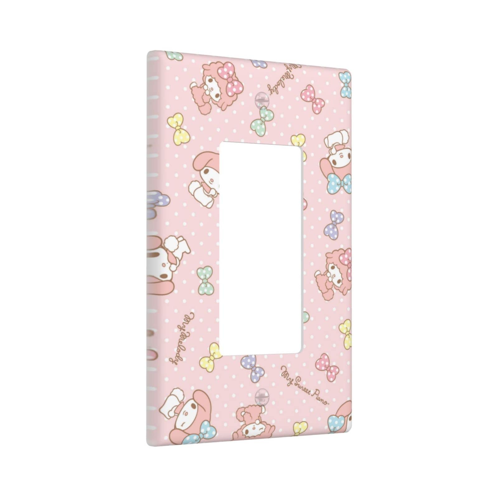 Anime Pink Light Switch Plate Cover Decorative Single Rocker Wall plate for Kids Teens Girls Room Nursery Bedroom Kitchen