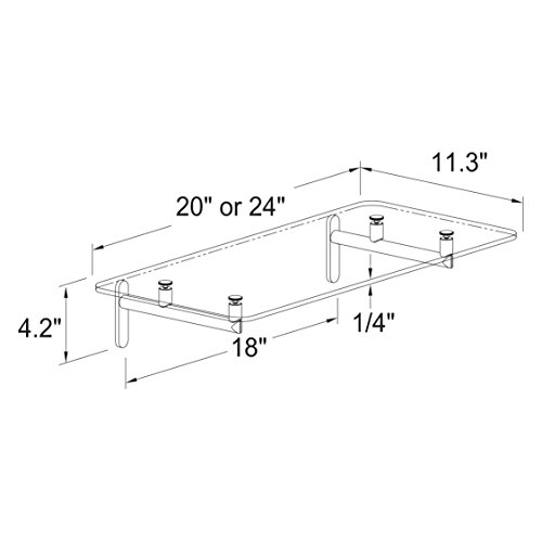 Ginger 0240-24/PC Sine 24" Tempered Glass Hotel Shelf Rack, Polished Chrome