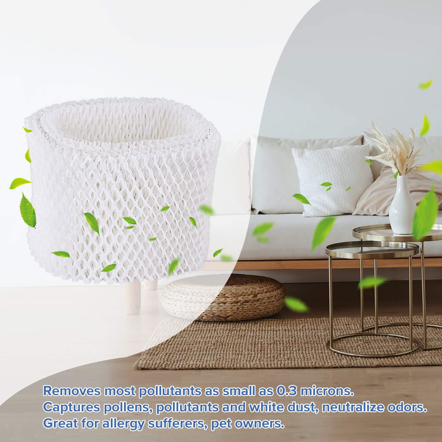 cherliyy 4 Pack WF2 Humidifier Replacement Filters Compatible with/Replacement for Filters Vicks & Kaz 3020, V3100, V3500, V3500N, V3600, V3800, V3850, V3900, ECM-250i, ECM-500, WA-8D