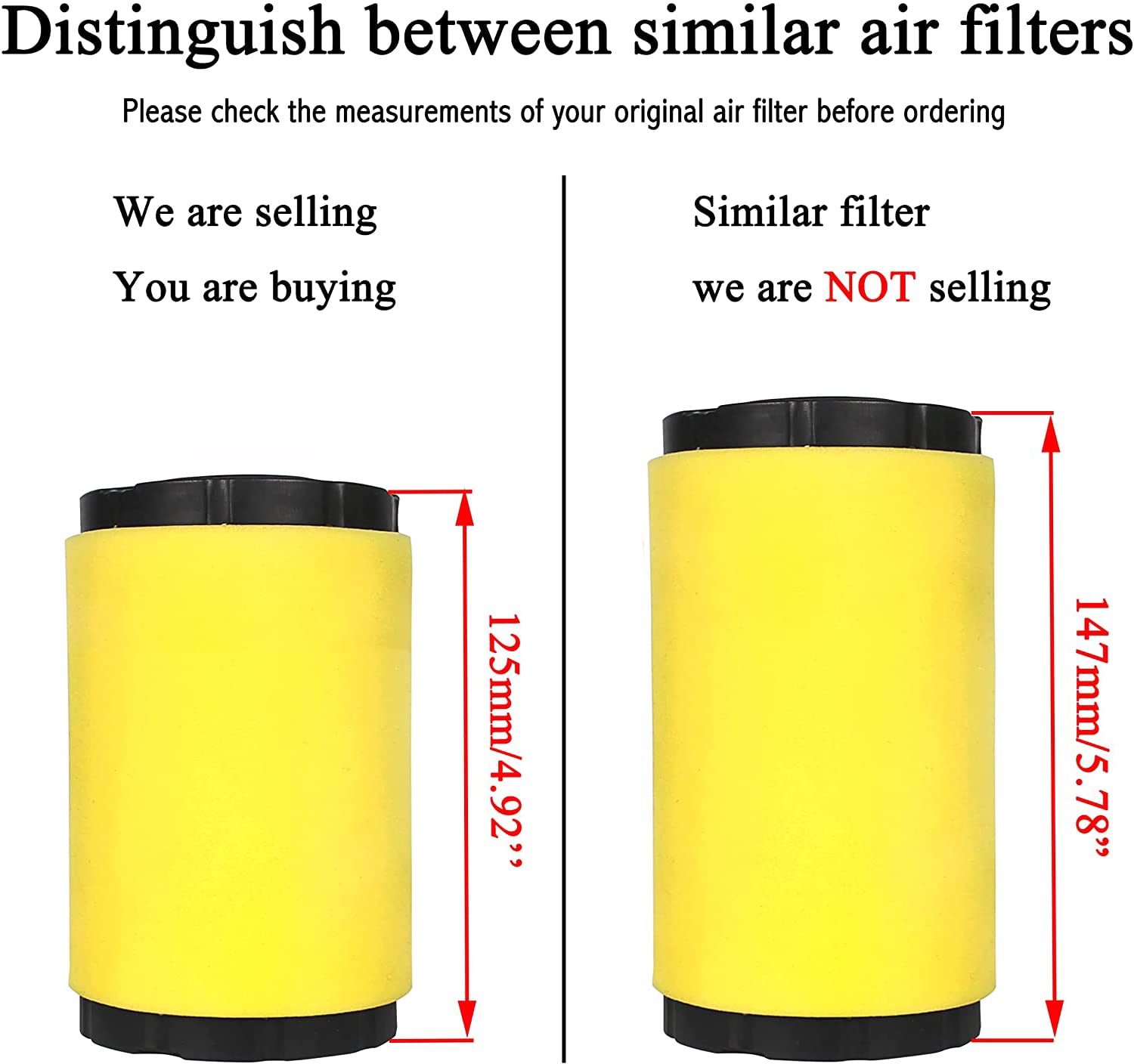 Air Filter for Troy-Bilt 13AA92KP066 13AM77KS066 TB1942 TB2246 TB2350 TB2450 TB42 Pony Lawn Tractor