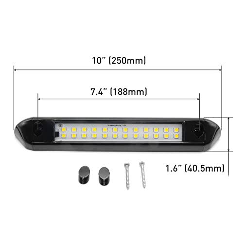 Dream Lighting 12 Volt Auto Waterproof Awning Lights/Cool White RV Exterior LED Lighting for Marine Boat Camper Trailer and Motorhome 9.84 inch Black Shell Pack of 2