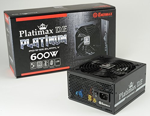 Enermax Platimax D.F. 80+ Platinum Certified Full Modular 600W Power Supply with Amazing DFR Technolohy, Individually Sleeved Cable and 13.9cm Twister Bearing Fan, EPF600AWT,black