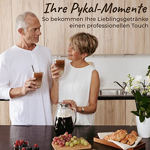 Pykal Diamond Glass Pitcher with Lid - 72 Oz - Heat Resistant Water or Juice Pitchers with Lids - Beverage Carafe for Lemonade, Iced Tea or Sangria - w/Free Brush