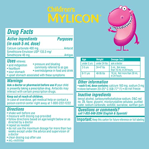 Children's Mylicon All-in-One Tummy Relief for Kids, Bubble Gum Flavor, 4oz