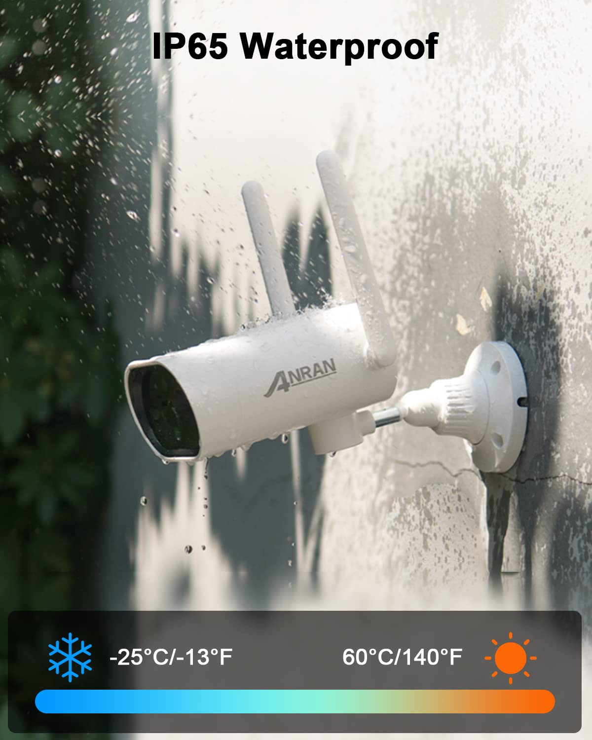 ANRAN Security Camera Outdoor, 1080P Pan Rotation 180° WiFi Outdoor Security Cameras for Home, IP65, Night Vision, Plug-in Power, SD and Cloud Storage, 2.4G WiFi only, B4 2-Pack…