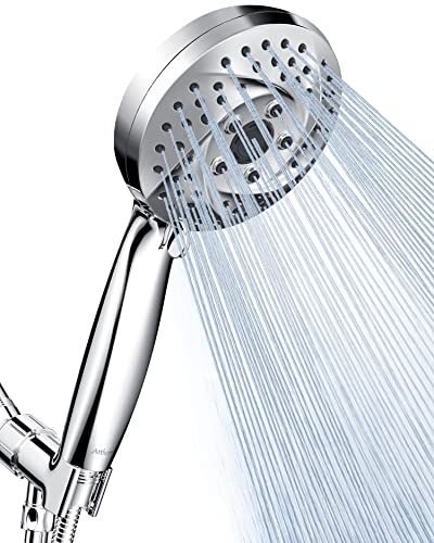 Atthomie Modern Shower Head with 6 Spray Settings, Anti-Clog Detachable & Removable, 60 Inch Stainless Steel Hose, Adjustable Brass Joint, Tool-Free Installation