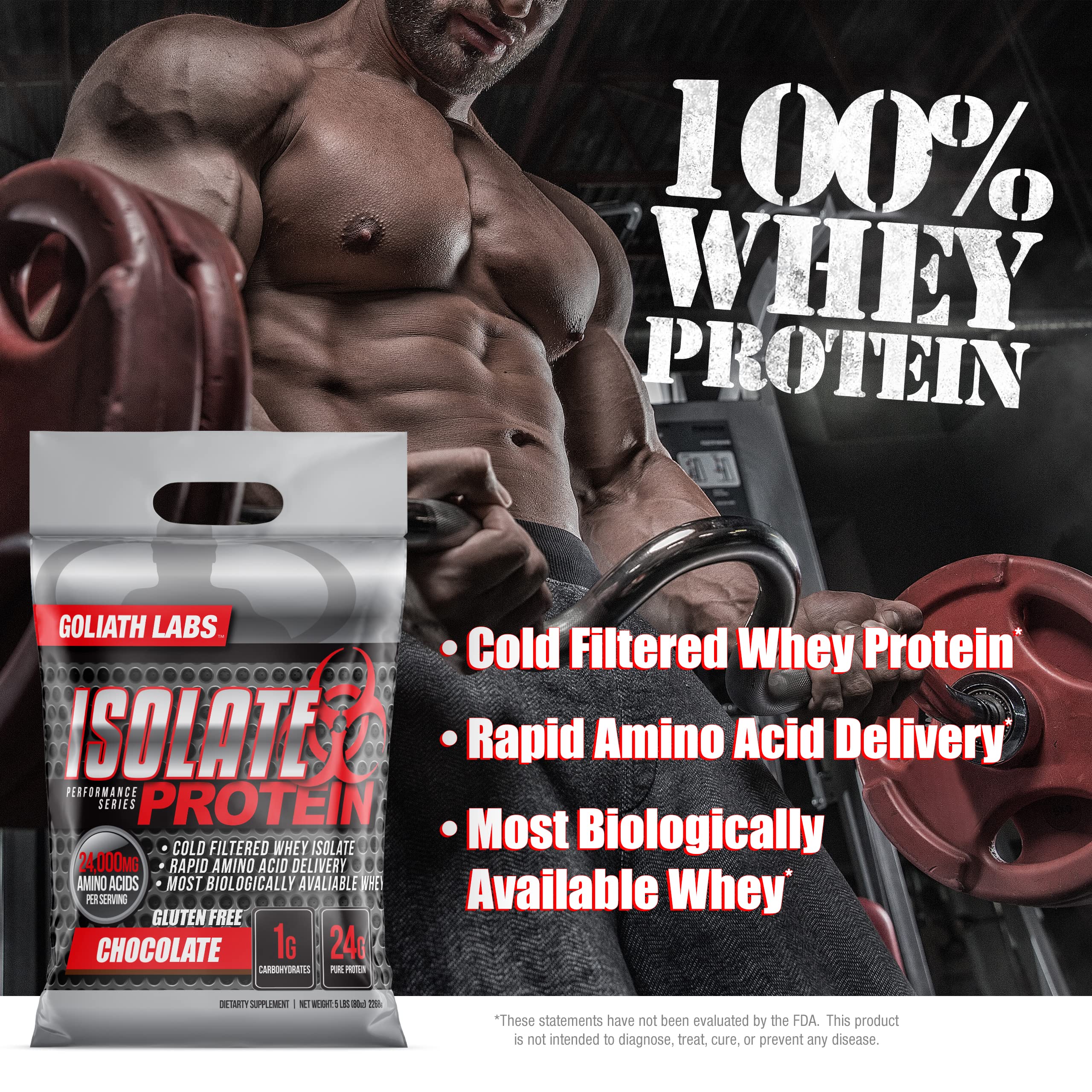 Goliath Labs Whey Protein Isolate [10 lbs/Strawberry] –Pure Protein Powder, 100% Cold Filtered, 24,000mg Amino Acids/Serving, Protein Mix for Muscle Strength (Packaging May Vary) – Diet & Nutrition