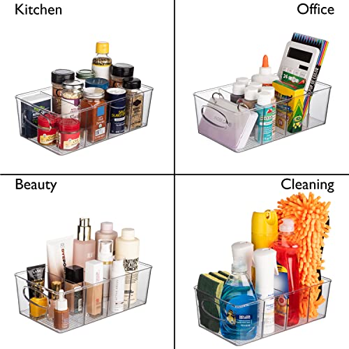 ClearSpace Plastic Pantry Organization and Storage Bins with Removable Dividers – Perfect Kitchen Organization or Kitchen Storage – Refrigerator Organizer Bins, Cabinet Organizers (4 Pack)