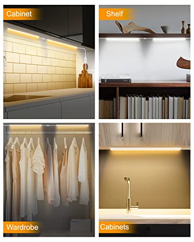 Daymeet Under Cabinet Lighting, 12 Inch Ultra Thin Dimmable Under Cabinet Lights Plug in, Multi-Color Super Bright LED Under Counter Lights Indoor Night Lights Bar for Kitchen, Shelf, Closet (2 Pack)